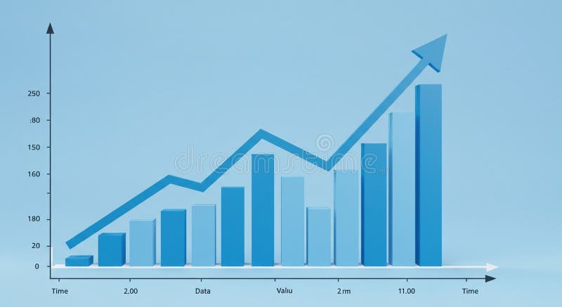 Bar Chart Set Against a Light Blue Background Features Blue Bars ...