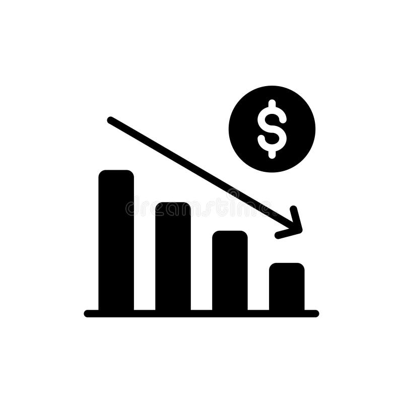 Bar Chart Showing Downward Trend with Dollar Symbol Stock Vector - Illustration of black ...