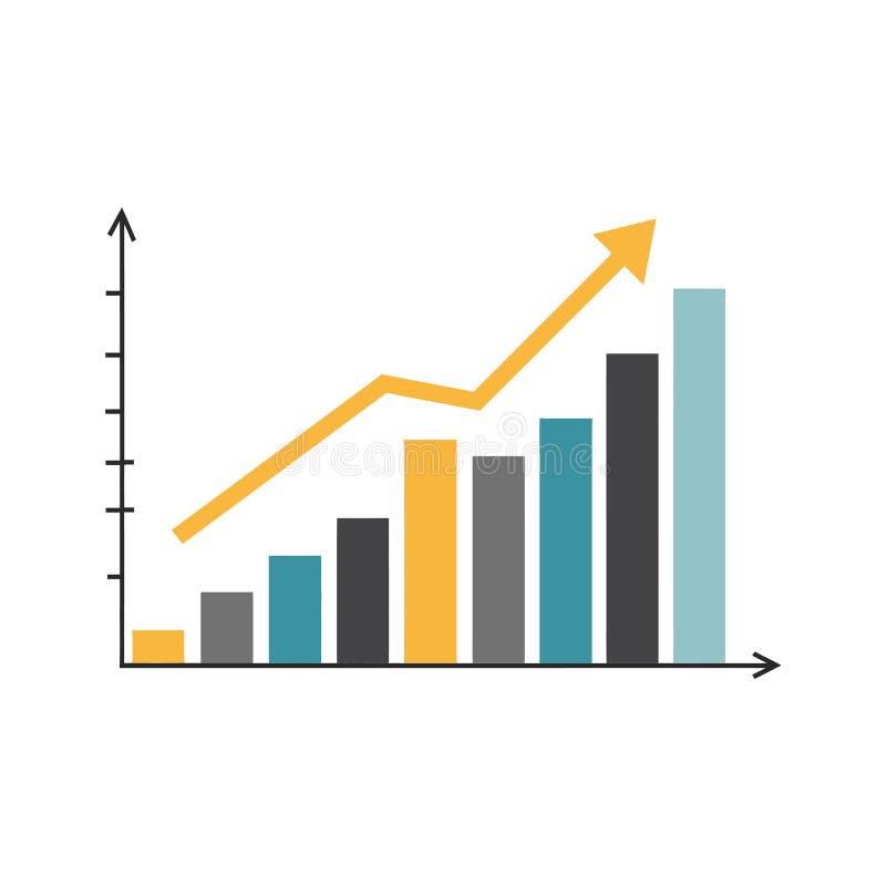 Bar Chart Showing Growth Trends in Flat Vector Illustration Stock ...