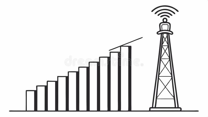 Bar Chart and Tower Silhouette, Growth and Progress Concept Vector ...