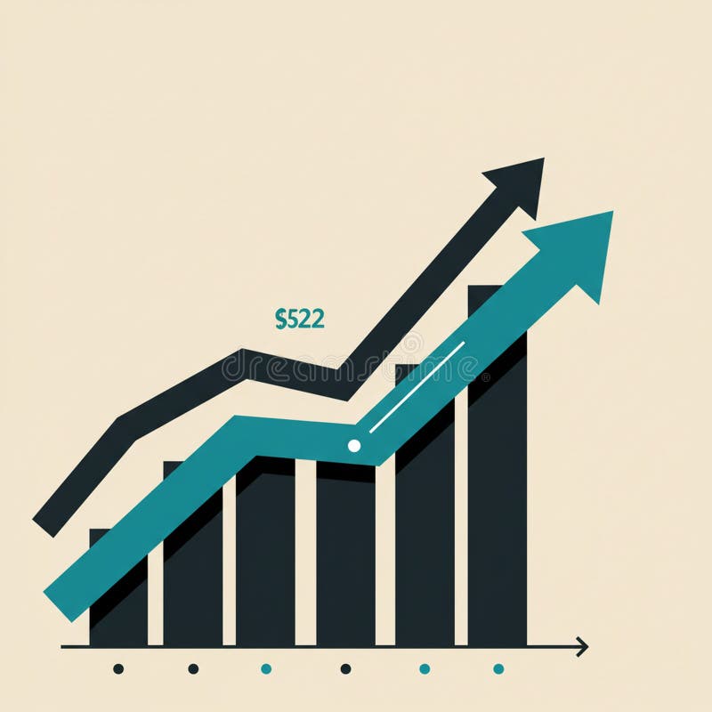 Bar Chart with Upward Trend Lines and Arrows, Indicating Growth. the ...