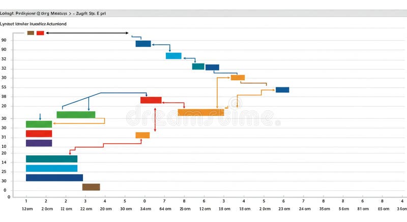 Bar Chart with Various Colored Horizontal Bars and Connecting Lines ...