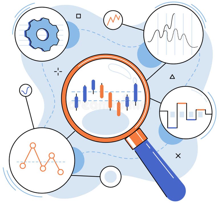 Bar Chart Viewed through Magnifier. Concept of Business Growth ...