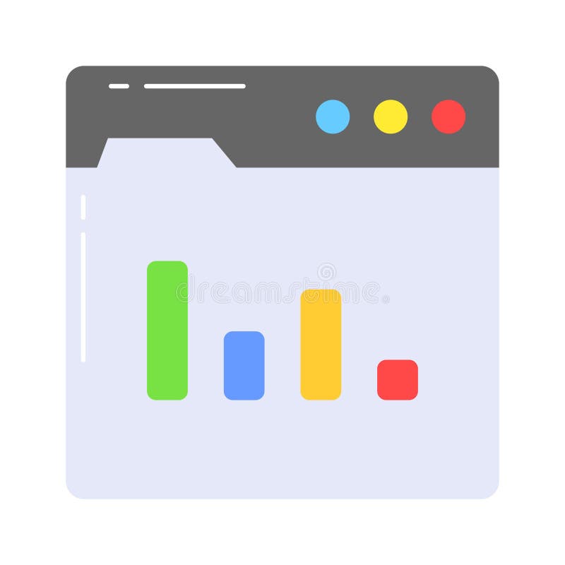 Bar Chart on Web Page Showing Vector Design of Web Analytics in Trendy Style Stock Vector ...