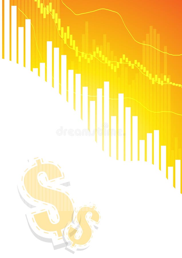 Bar Charts on Orange White Background with Dollar Sign Stock ...