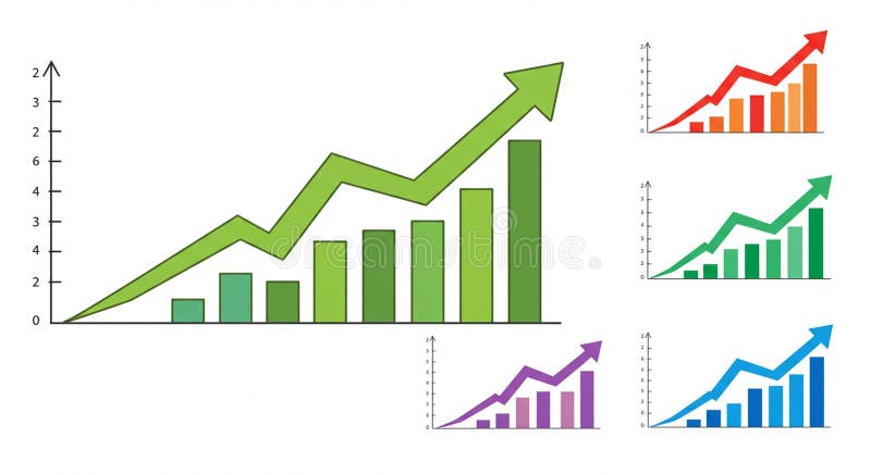 Bar Charts with Upward-pointing Arrows, Representing Growth or Increase ...