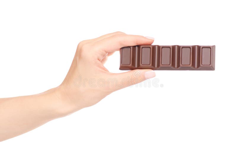 A bar of chocolate in hand stock image. Image of calorie - 116030781