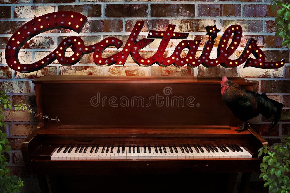 Piano bar cocktail sign stock photo. Image of establishment - 23449774