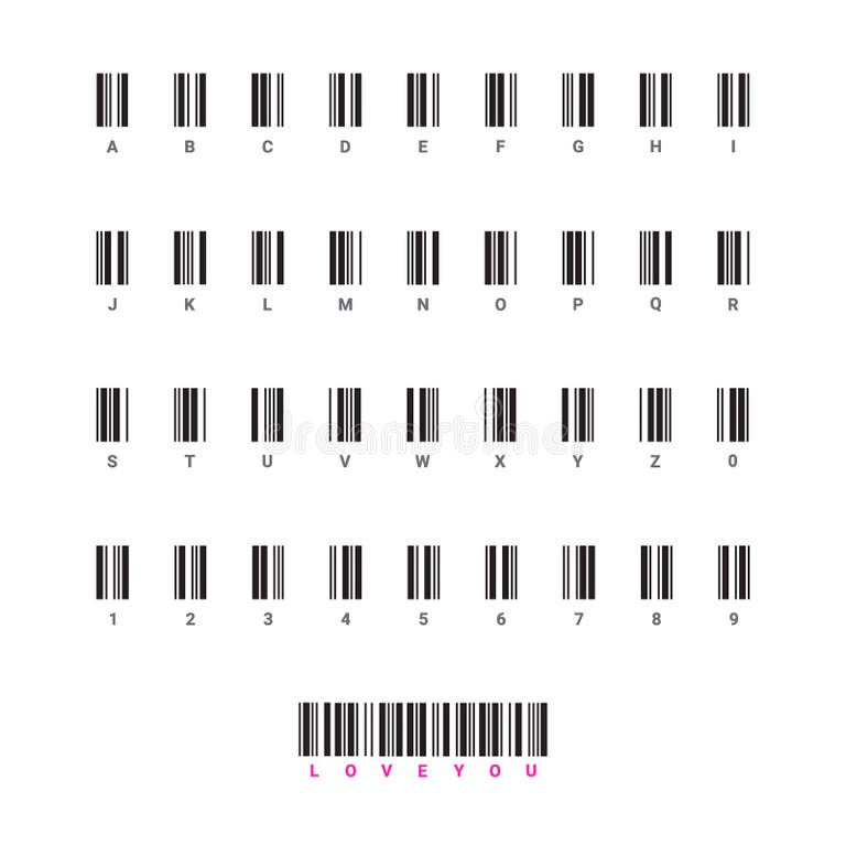 Bar Code Alphabet. Universal Product Scan Code Stock Vector - Illustration of coding, product ...