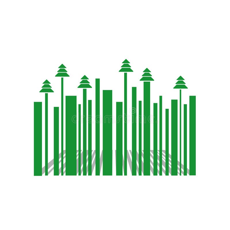 Bar Code with Christmas Trees Stock Vector - Illustration of green ...
