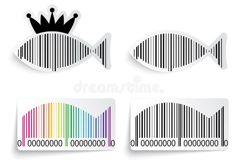 Bar code fish label set stock vector. Illustration of sale - 30892546