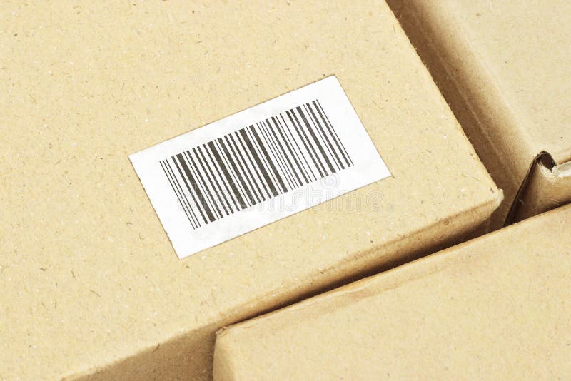 Bar Code Label on Carton Box Stock Image - Image of parcel, brown: 13384741
