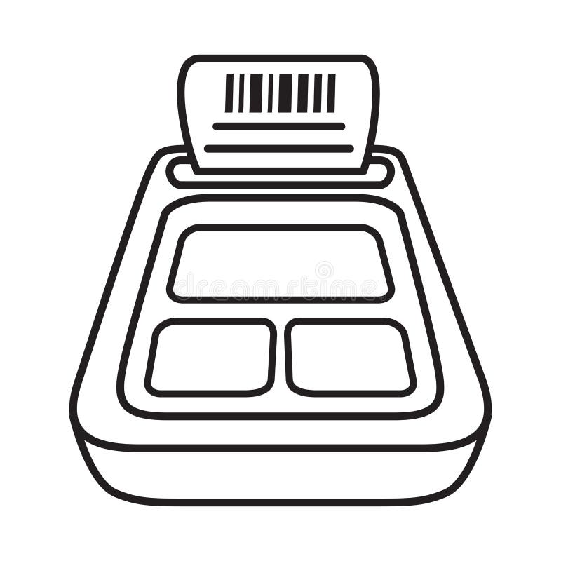 Bar Code Printer.Label Printer.Vector Flat Outline Line Icon Business ...