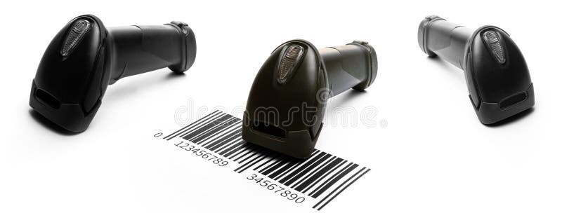 Bar Code Scanner Set. Reader Laser Scanner for Warehouse Stock Image ...