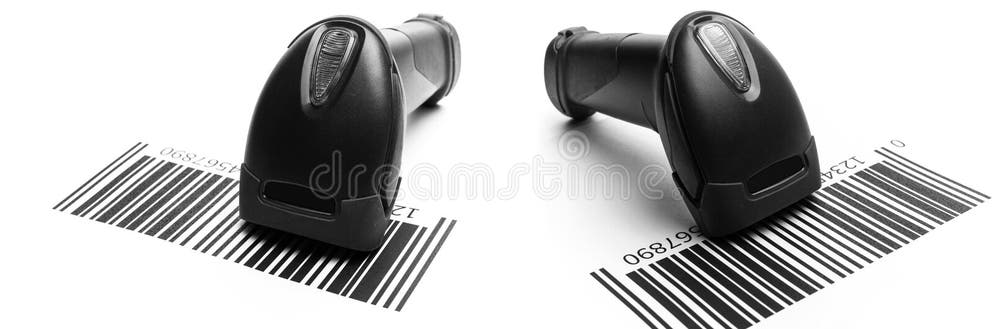 Bar Code Scanner Set. Reader Laser Scanner for Warehouse Stock Image ...