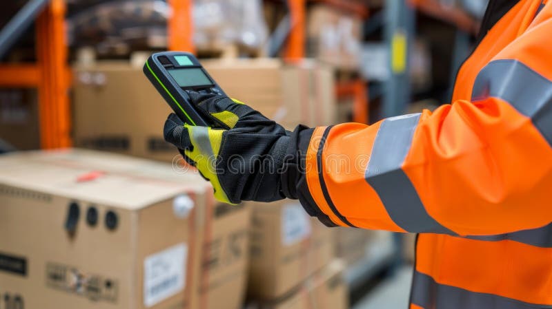 Bar Code Scanner on Speed Blur Conveyor Belt with Copy Space. Computer ...