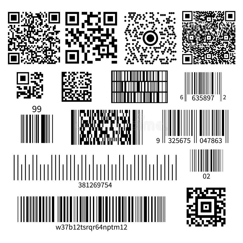 Bar Code Types Set stock vector. Illustration of product - 212170451