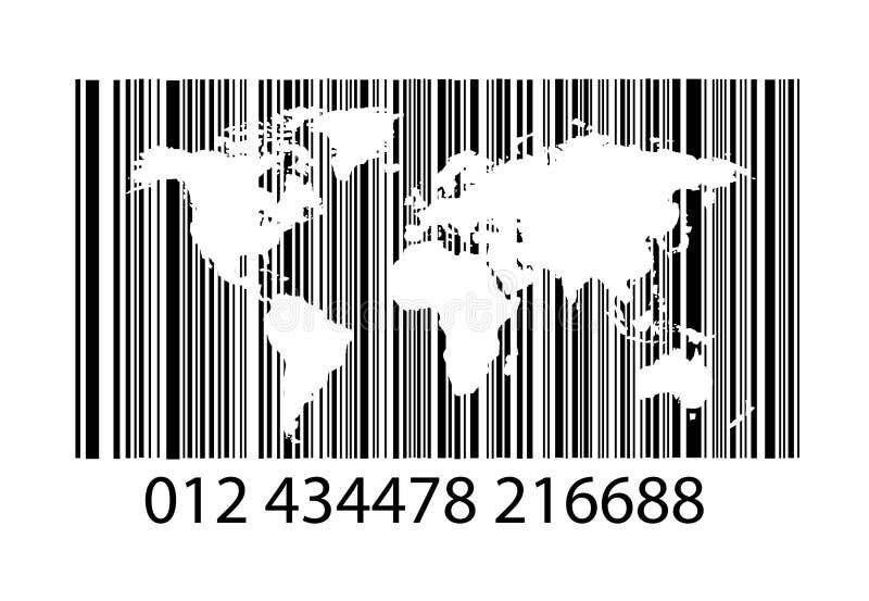 Bar-code with world map stock vector. Illustration of discount - 77467246