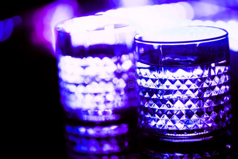 Bar Colored Lights with Glasses of Alcohol Stock Image - Image of drink ...