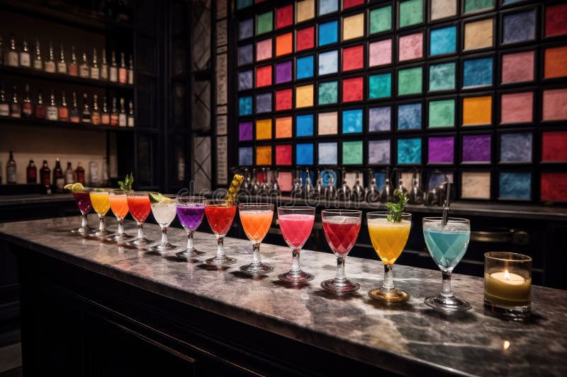 Bar with Colorful Cocktail Menu, Featuring Unique and Creative Drinks ...