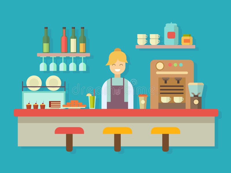 Girl Counter Bar Stock Illustrations – 557 Girl Counter Bar Stock ...