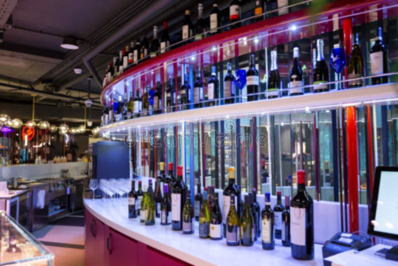 Bar Counter with Alcoholic Beverages on the Showcase Stock Photo ...
