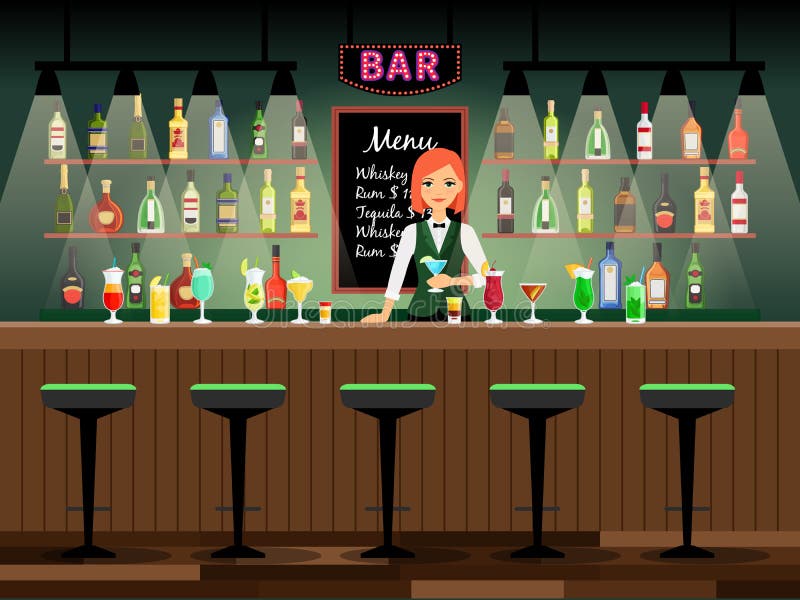 Girl Counter Bar Stock Illustrations – 557 Girl Counter Bar Stock ...