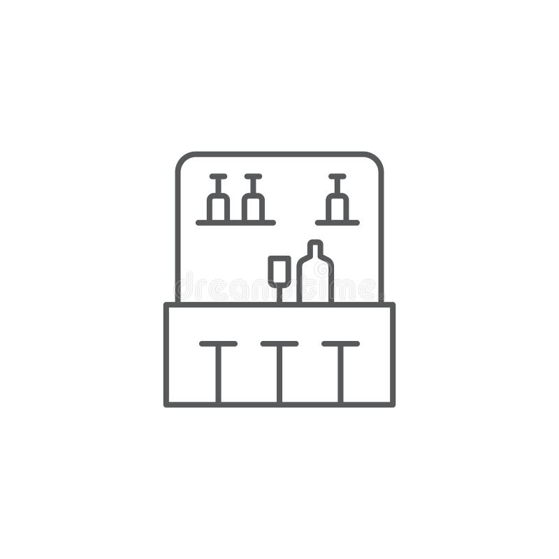 Bar Counter With A Bottle And Glasses Vector Icon Symbol Decoration ...