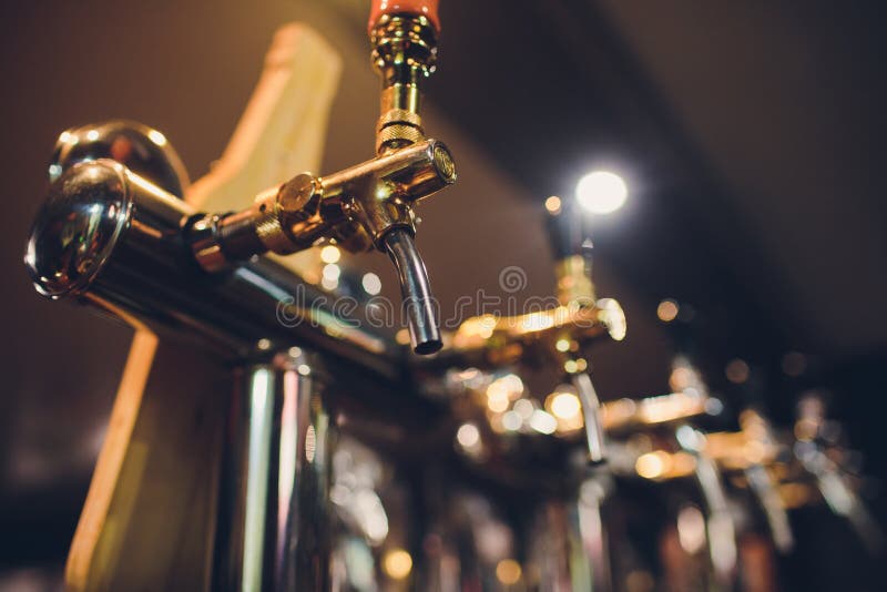 The Bar Counter with Bottles and Apparatus for Dispensing Beer ...