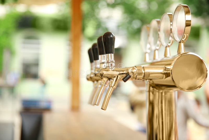 Bar Counter with Draft Beer Taps Stock Image - Image of foam, draught ...