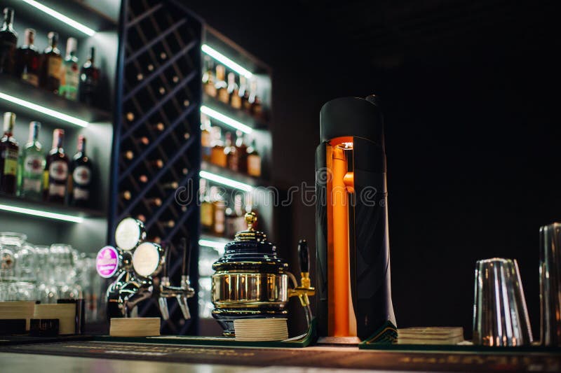 Bar Counter with Draught Beer in a Beer Restaurant Stock Photo - Image ...