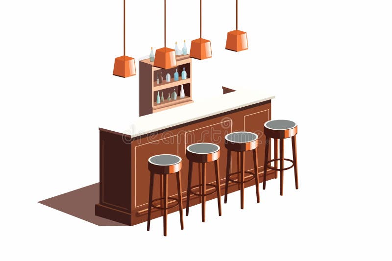 Bar Counter with Lamps Isolated Vector Style Illustration Stock Vector ...