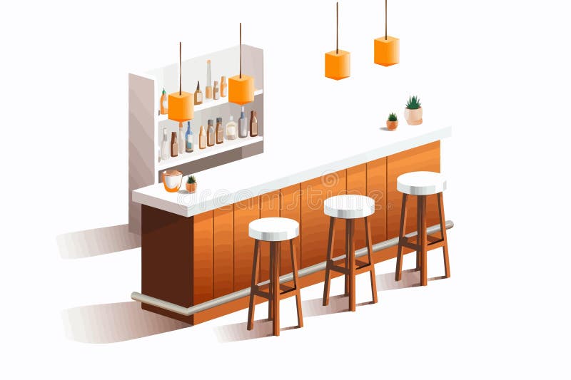 Bar Counter with Lamps Isolated Vector Style Illustration Stock Vector ...