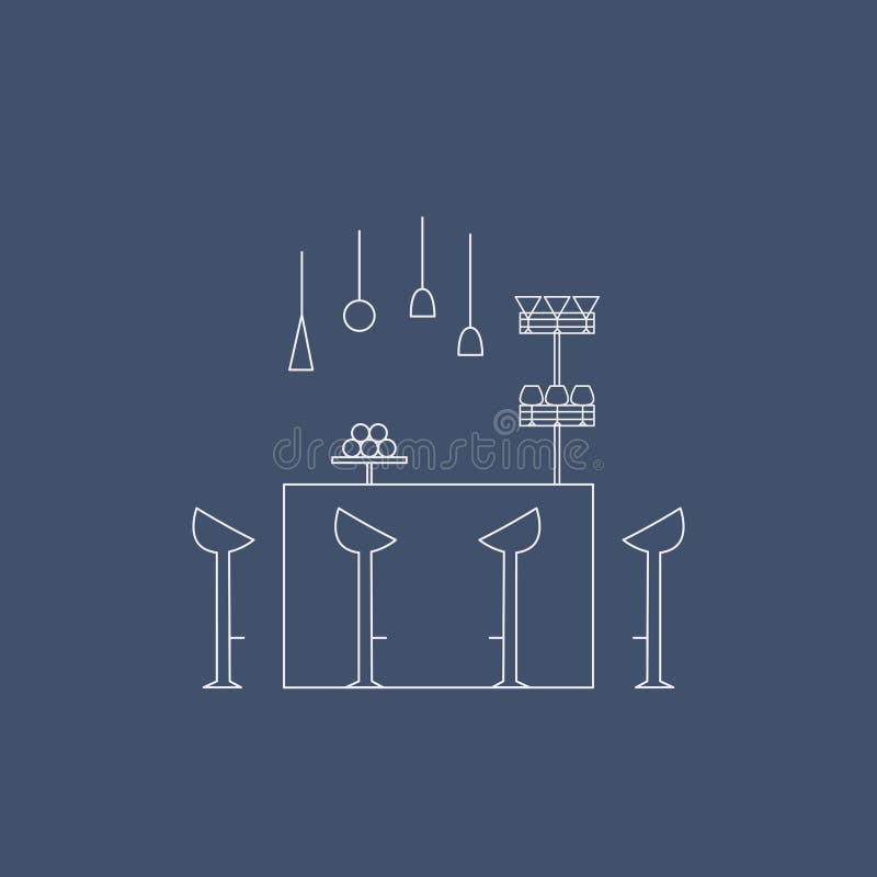 Bar Counter Line Icon Concept. Bar Counter Vector Linear Illustration ...