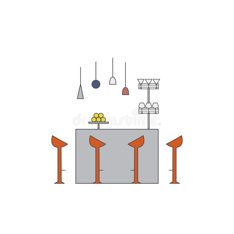 Bar Counter Line Illustration. Stock Illustration - Illustration of ...