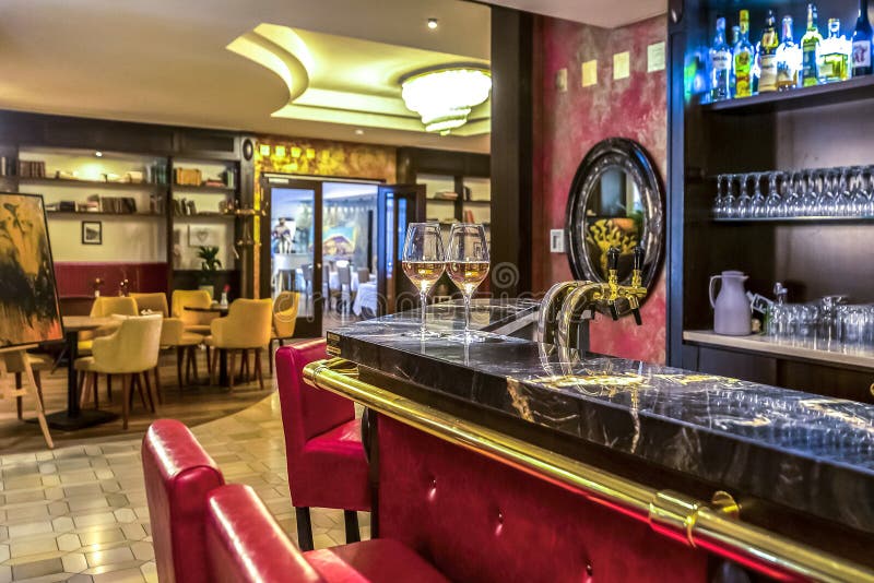 Bar Counter in the Lobby of the Hotel Stock Photo - Image of cafeteria ...