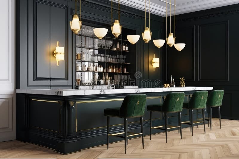 Bar Counter Modern Classic Style Interior.3d Rendering Stock ...