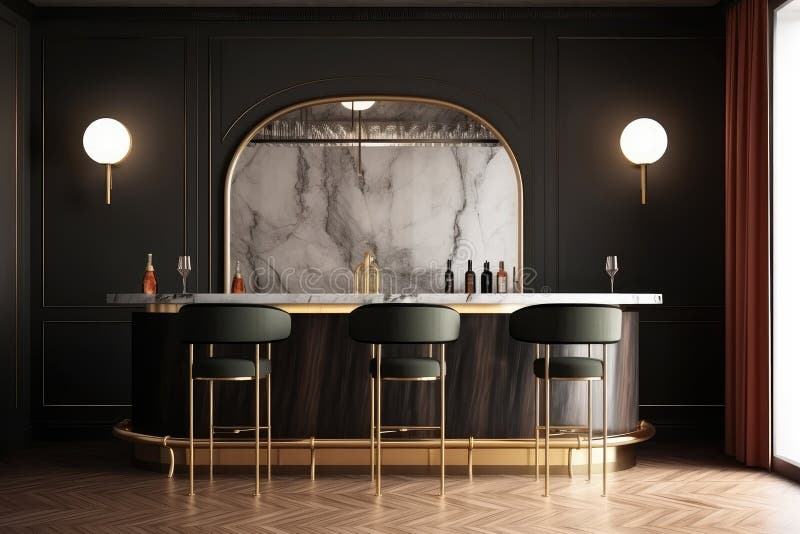 Bar Counter Modern Classic Style Interior.3d Rendering, AI Stock ...