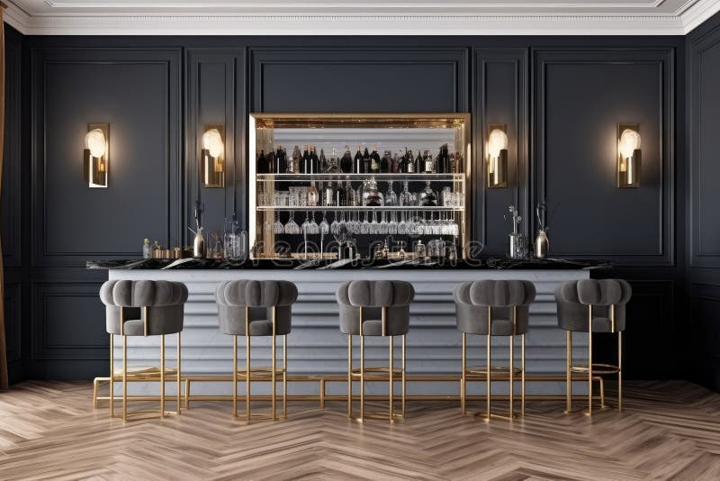 Bar Counter Modern Classic Style Interior.3d Rendering, Artificial ...