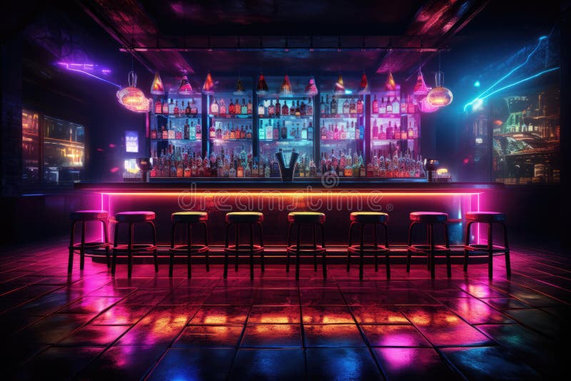 Bar Counter in a Modern Nightclub Stock Image - Image of interior ...