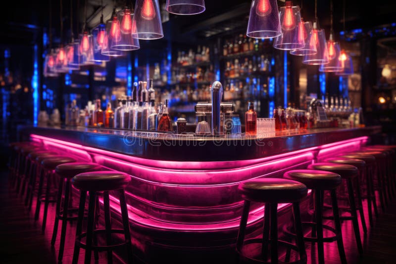 Bar Counter in a Modern Nightclub Stock Image - Image of alcohol ...