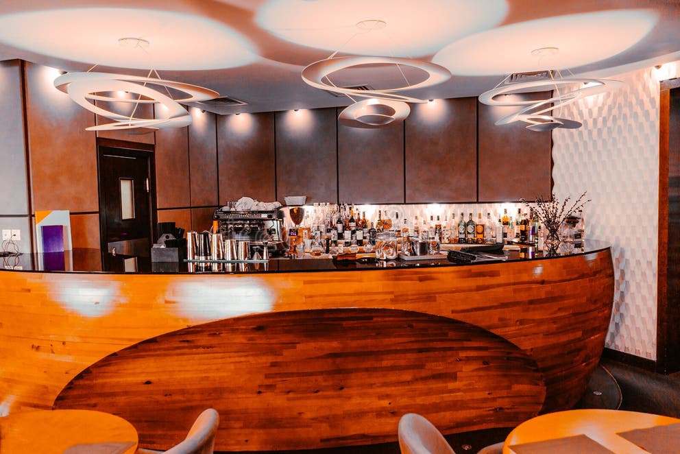 Bar Counter of Luxury Modern Restaurant Stock Photo - Image of design ...