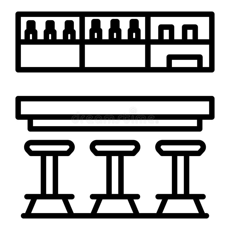 Home Bar Counter Icon, Outline Style Stock Vector - Illustration of ...
