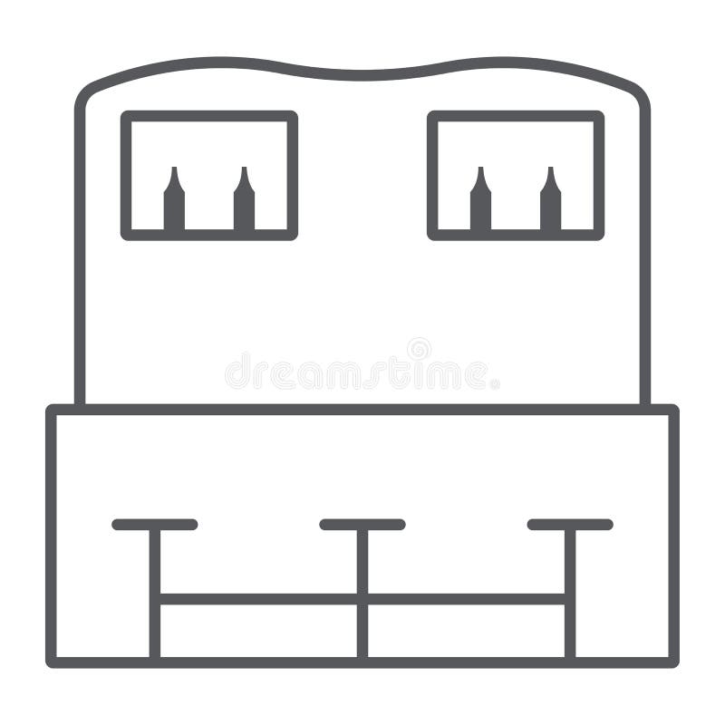 Bar Counter Thin Line Icon, Drink and Pub, Pub Table Sign, Vector ...