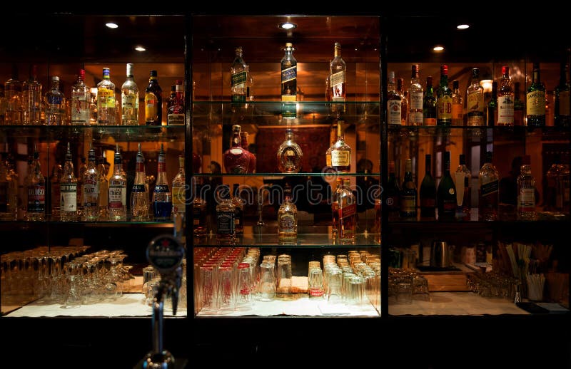 A Bar with Display of Various Drinks and Beverages Editorial Stock ...