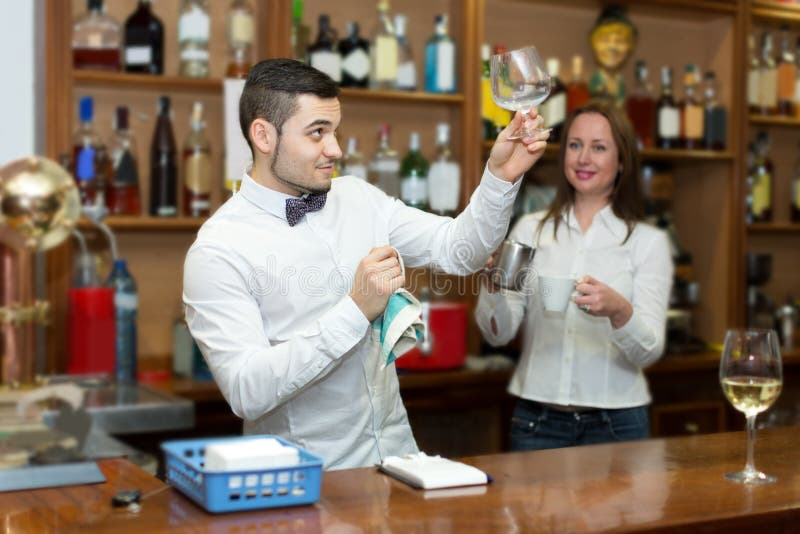 Bar Employees Serving Clients Stock Photo - Image of portrait ...