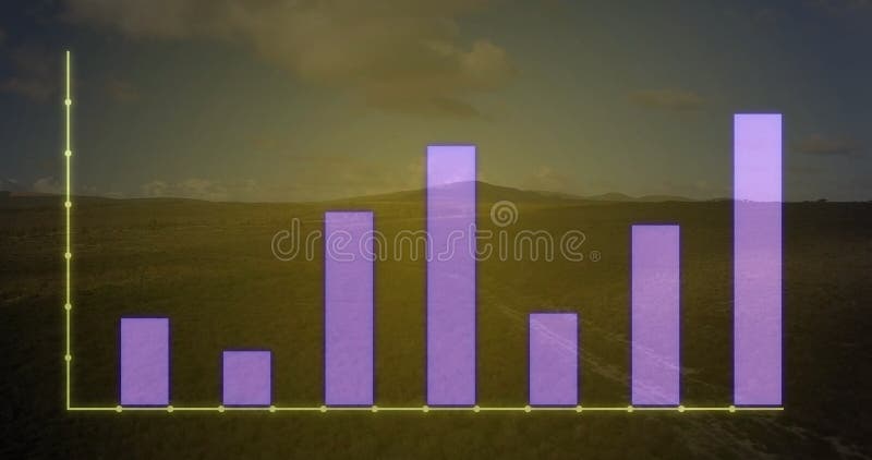 Bar Graph Animation Over Landscape with Hills and Cloudy Sky Stock ...