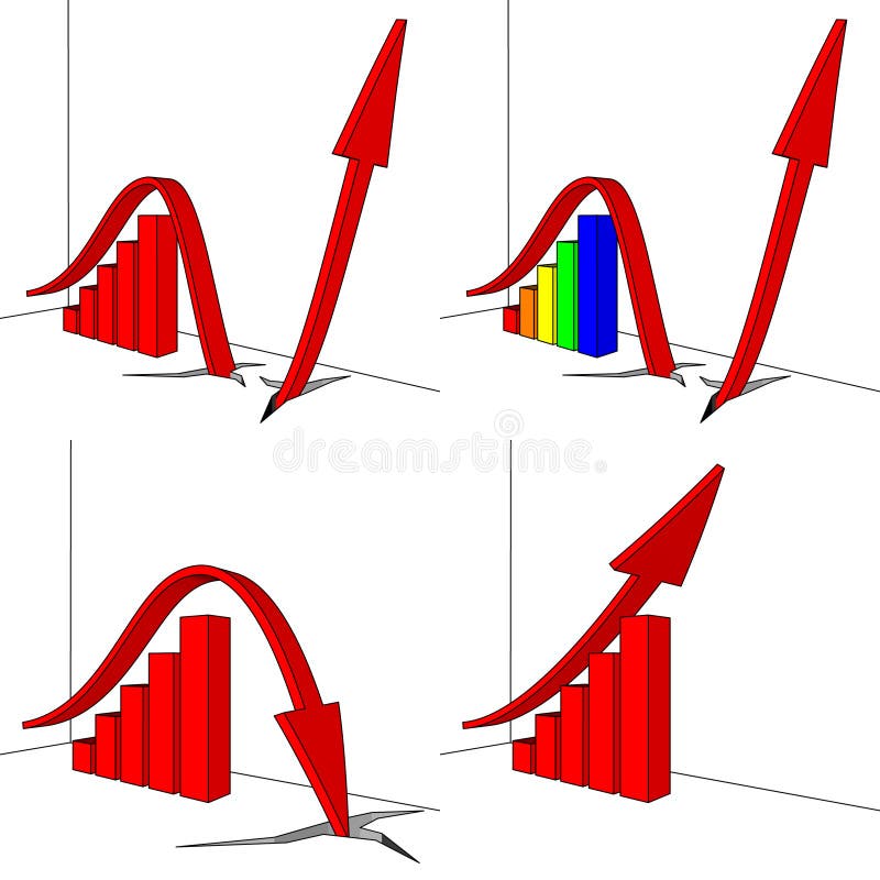 Bar graph with an arrow stock illustration. Illustration of rising ...