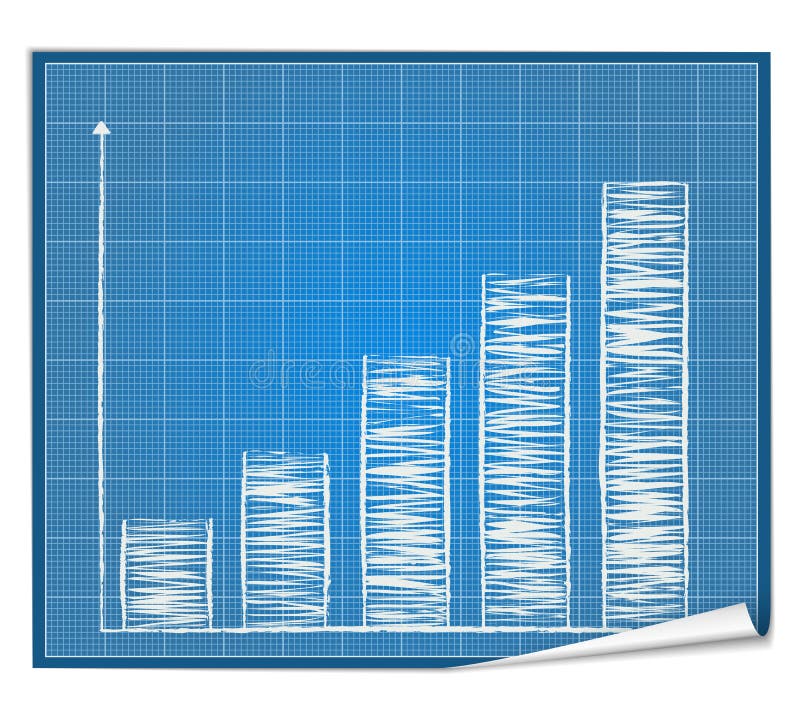 Blueprint bar graph stock vector. Illustration of design - 25810204