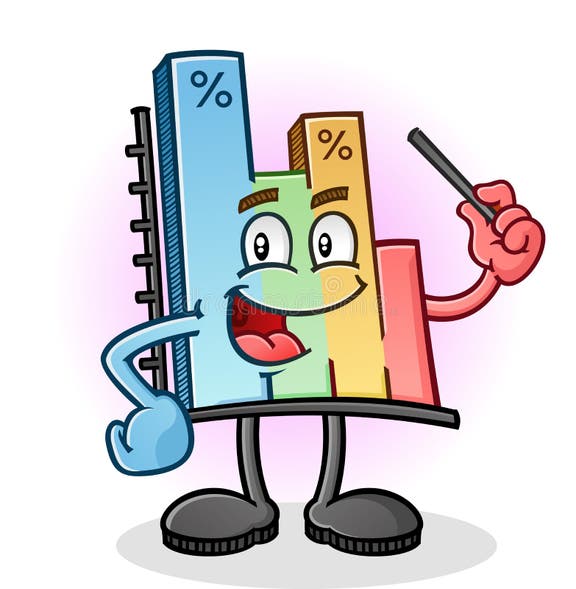Bar Graph Cartoon Character with Pointer Stock Vector - Illustration of ...
